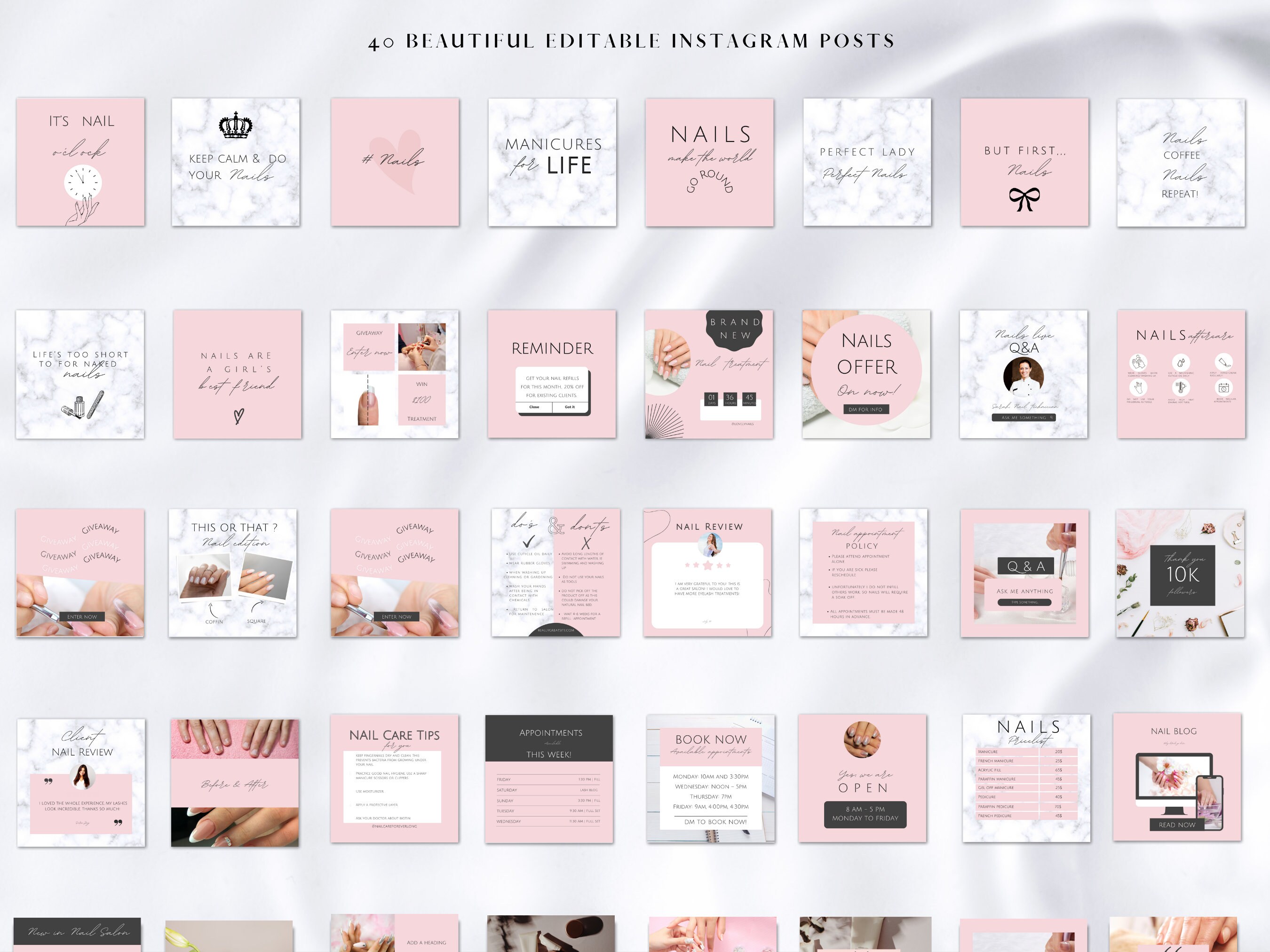 Nail Tech Branding Kit Beauty Templates for Nail Technicians - Etsy