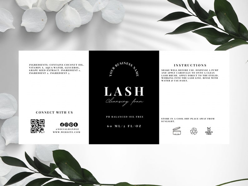 DIY Lash Shampoo Label Template: Editable Wrapper Sticker (digital ...