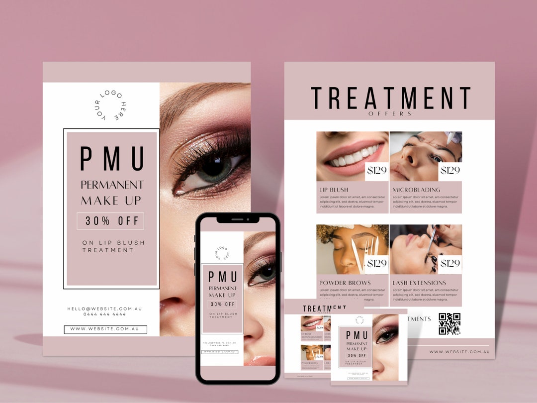 PMU Permanent Make Up, Beauty Flyer, Skincare Makeup, Canva Flyer ...