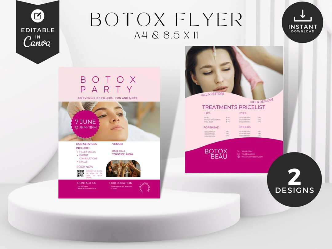 Botox Party Flyer Templates: DIY Beauty Promotion (canva Editable) - Etsy