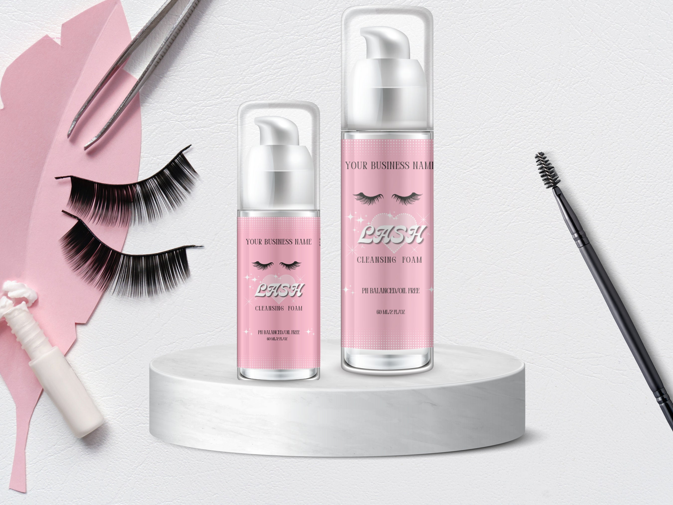 DIY Retro Pink and White Lash Shampoo Template Lash Bath - Etsy