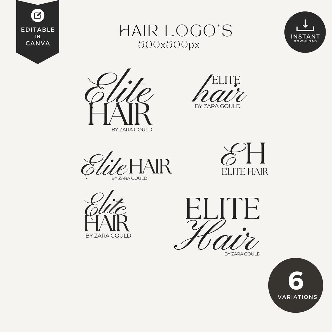 Hair Logo Design, DIY Beauty Logo Template, Editable Hair Branding ...