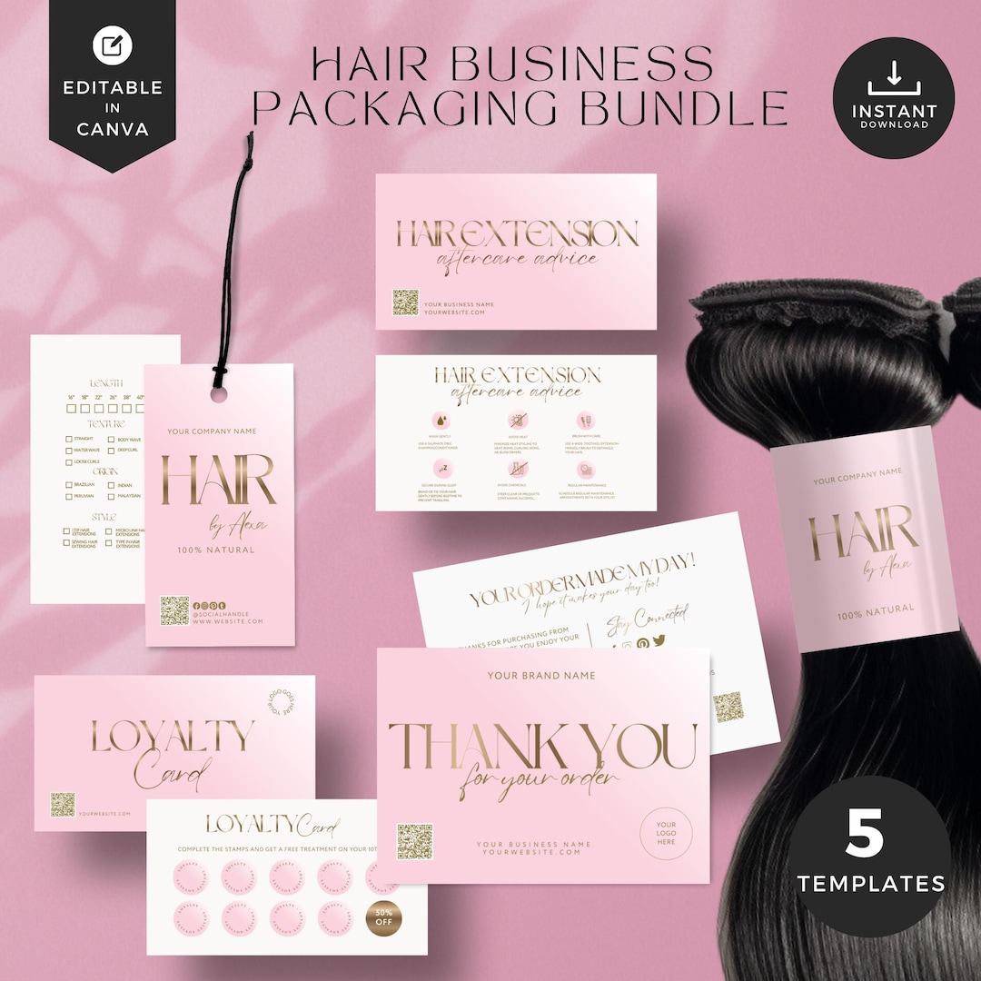 Hair Bundles Tag, Hair Branding Kit,bundle Wrap, Tags, Loyalty Card, WB ...