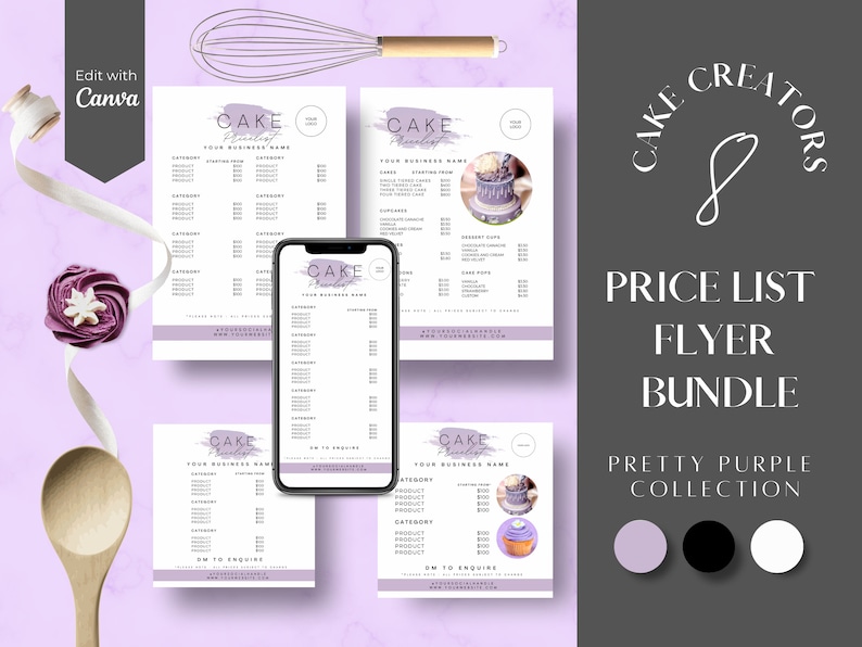 Cake Price List Bakery Menu Template Bakery Price List Cake - Etsy