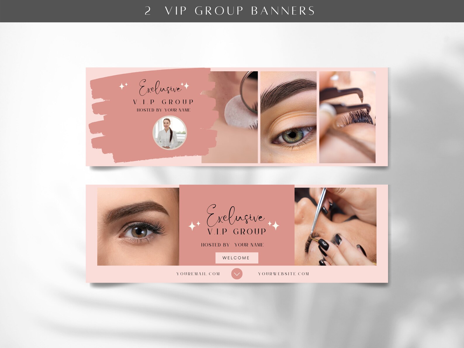 Set of 8 Pink Facebook Cover Template for Lash Techs - Etsy