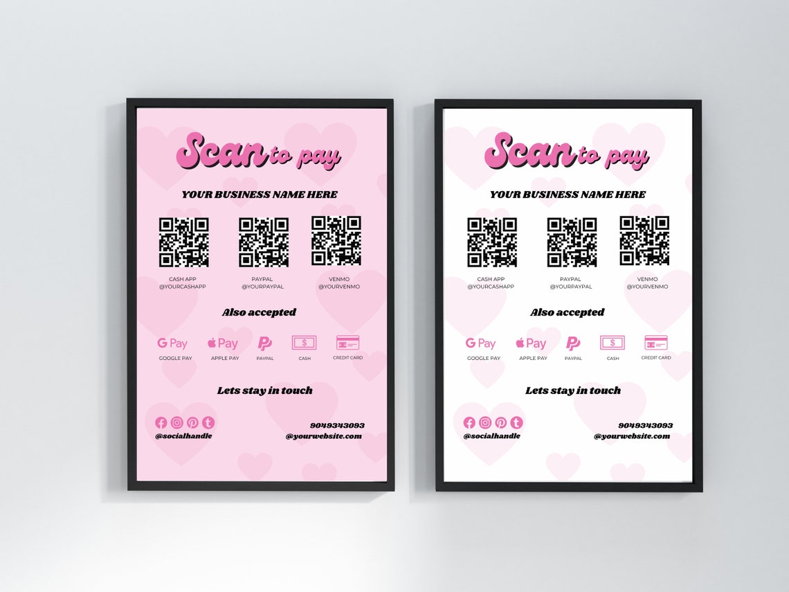 Pink Retro Scan to Pay Template Scan to Pay Template Scan to - Etsy