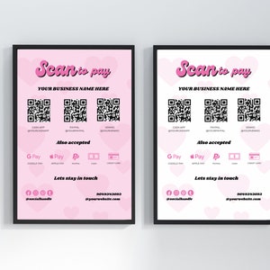 Pink Retro Scan to Pay Template, Scan to Pay Template, Scan to Pay Sign ...