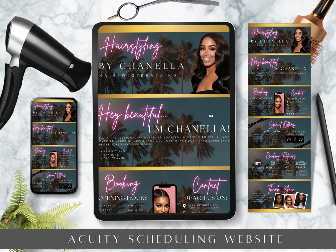 Blue Tropical Palm , DIY Acuity Scheduling Template, Hairstylist ...