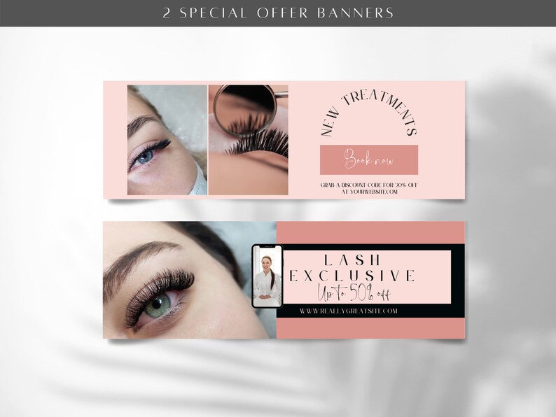 Set of 8 Pink Facebook Cover Template for Lash Techs - Etsy