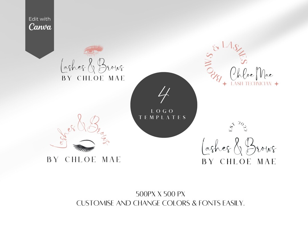 Set of 4 Logo Design for Lash Artist, Lash Technicians, Premade Logos ...