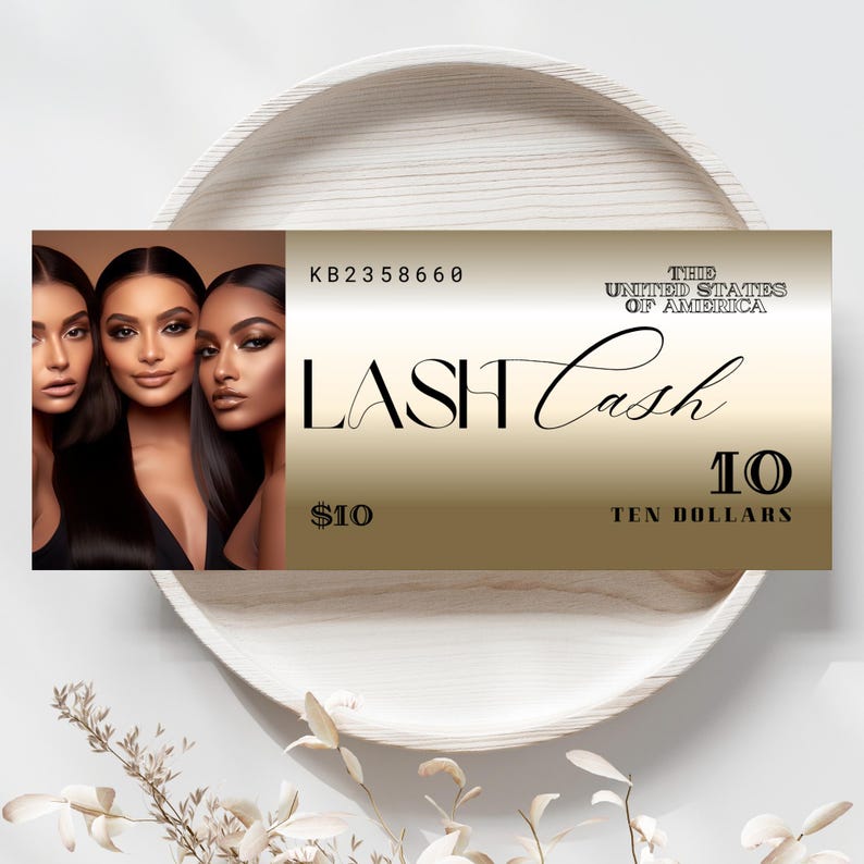 Lash Cash Gift Certificate Template, Beauty Salon Voucher (canva, 8.5x3 ...
