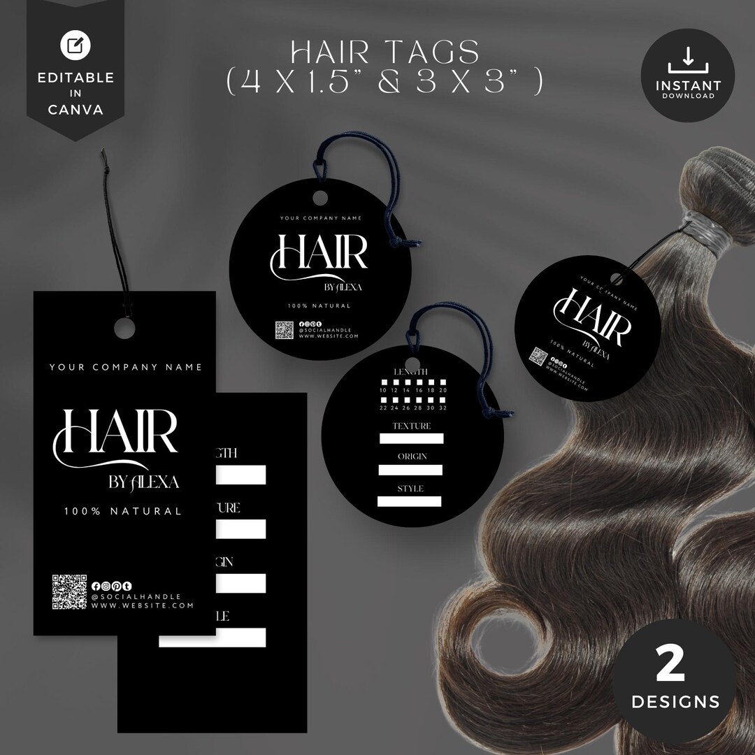 DIY Hair Bundle Tag Template,circle Swing Tag,hair Extension Business ...