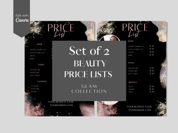 Beauty Salon List for Wall Black and Rose Gold Pink List | Etsy