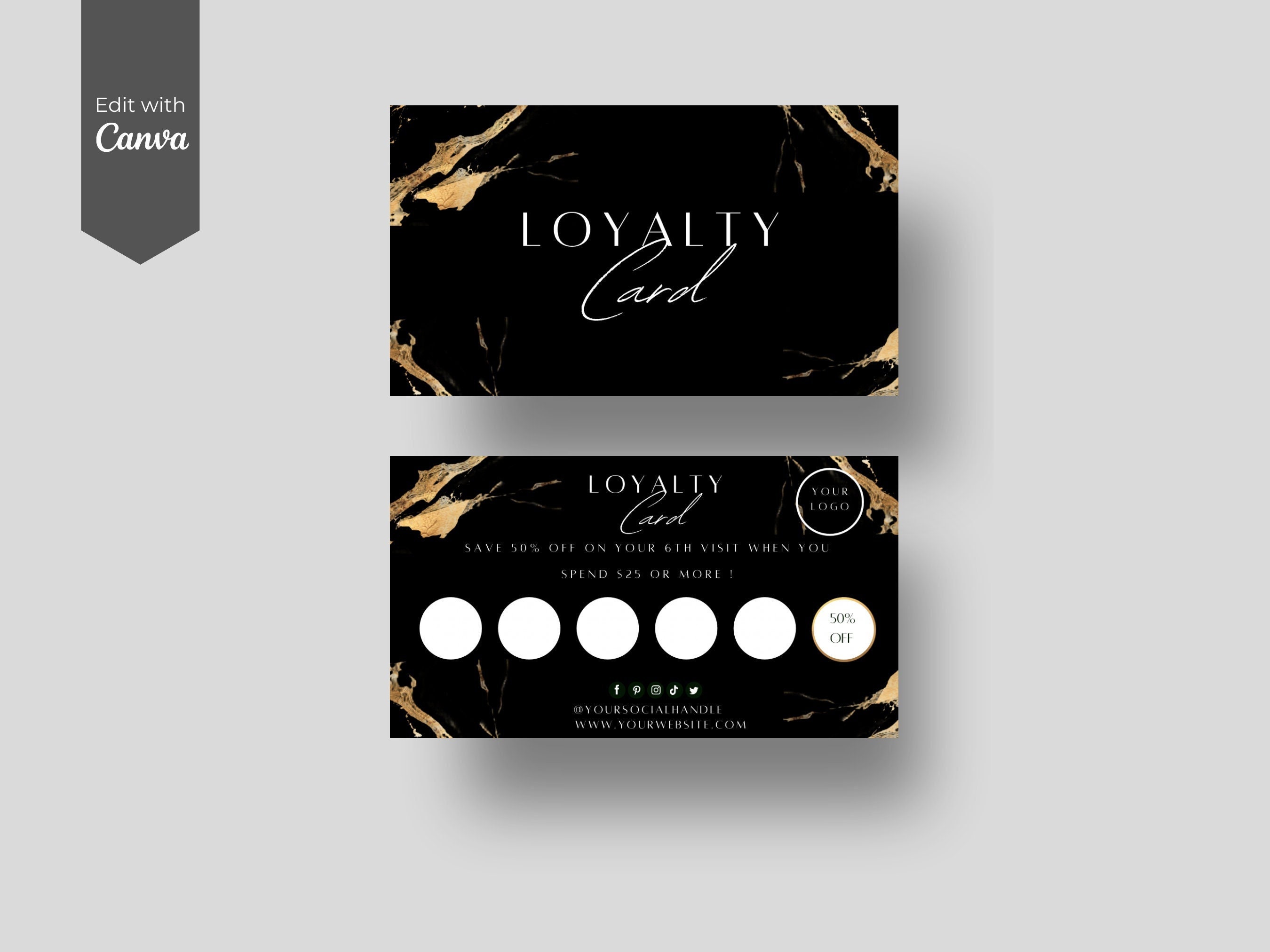 Diy Black and Gold Luxury Loyalty VIP Rewards Editable Digital - Etsy