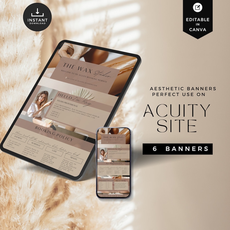 Acuity Scheduling Template, Waxing Banners, Editable Canva Design ...