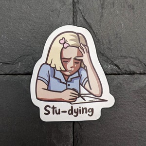 Stu-dying Sticker Funny Joke Tired Student Life School Stickers Back to ...