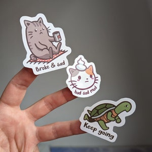 Cute Stickers Broke and Sad Animal Sticker Turtle Keep Going Phone Case ...