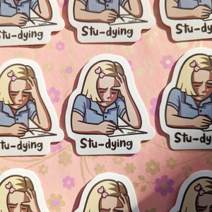 Stu-dying Sticker Funny Joke Tired Student Life School Stickers Back to ...
