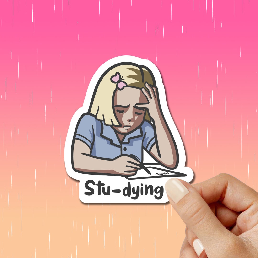 Stu-dying Sticker Funny Joke Tired Student Life School Stickers Back to ...