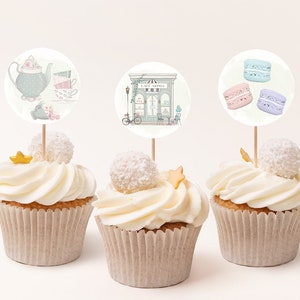 Editable Paris Cafe Birthday Decor Cupcake Topper France Paris French ...