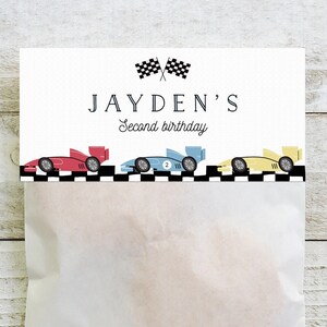 Racing Car Treat Bag Toppers Car Gift Bag Toppers Birthday Party Thank ...