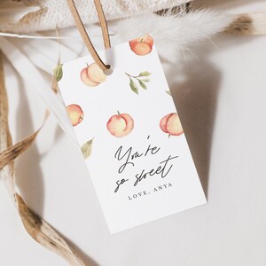 Editable Sweet Peach Birthday Decor Favor Thank You Gift Tag Food Label ...