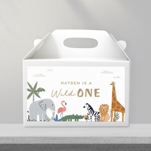 Safari Animal Wild Animal Jungle Animal Gable Box Label Favor Box Label ...
