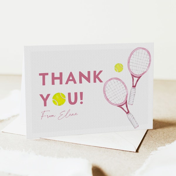 Tennis Thank You Card - Etsy