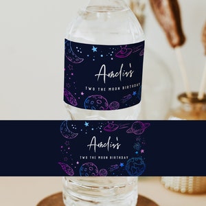 Editable Space Water Bottle Label Waterbottle Wrapper Astronaut Planets ...