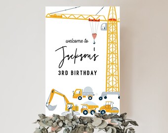 Construction Birthday Sign Template - Etsy