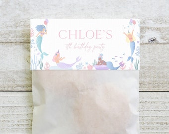 Mermaid Treat Bag Topper Label Under the Sea Mermaids Treats Candy ...