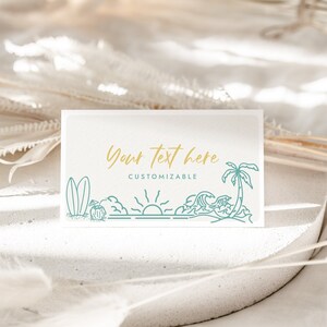 Beach Surf up Food Label Tent Card Place Card Buffet Label Birthday ...