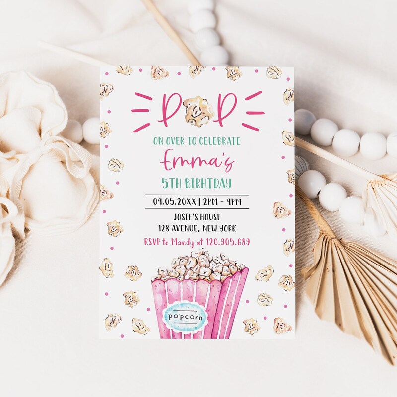 Popcorn Invitation - Etsy
