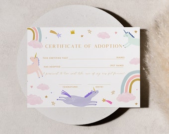 Unicorn Certificates Editable Award Template Birthday - Etsy