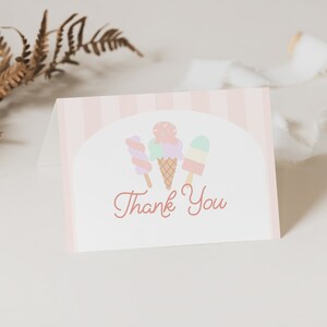 Editable Ice Cream Thank You Card Thank You Note Fold Card Gift Card ...