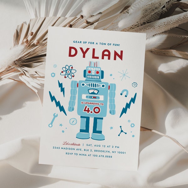 Robot Invitations - Etsy