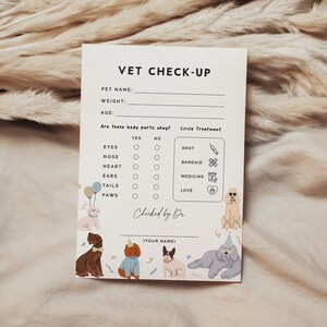 Instant Download Vet Check up Exam Sheet Pet Check-up Dog Birthday ...