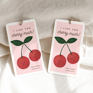 Editable Cherry Valentine Gift Tag I Like You Cherry Much Gift Tag ...