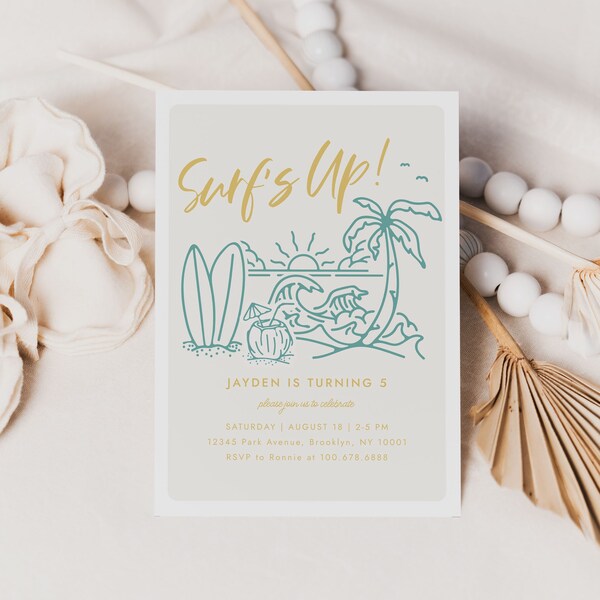 Surfing Invitation - Etsy