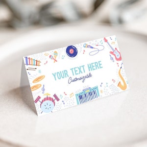 Music Instruments Guitar Keyboard Food Label Tent Card Thank You Label ...