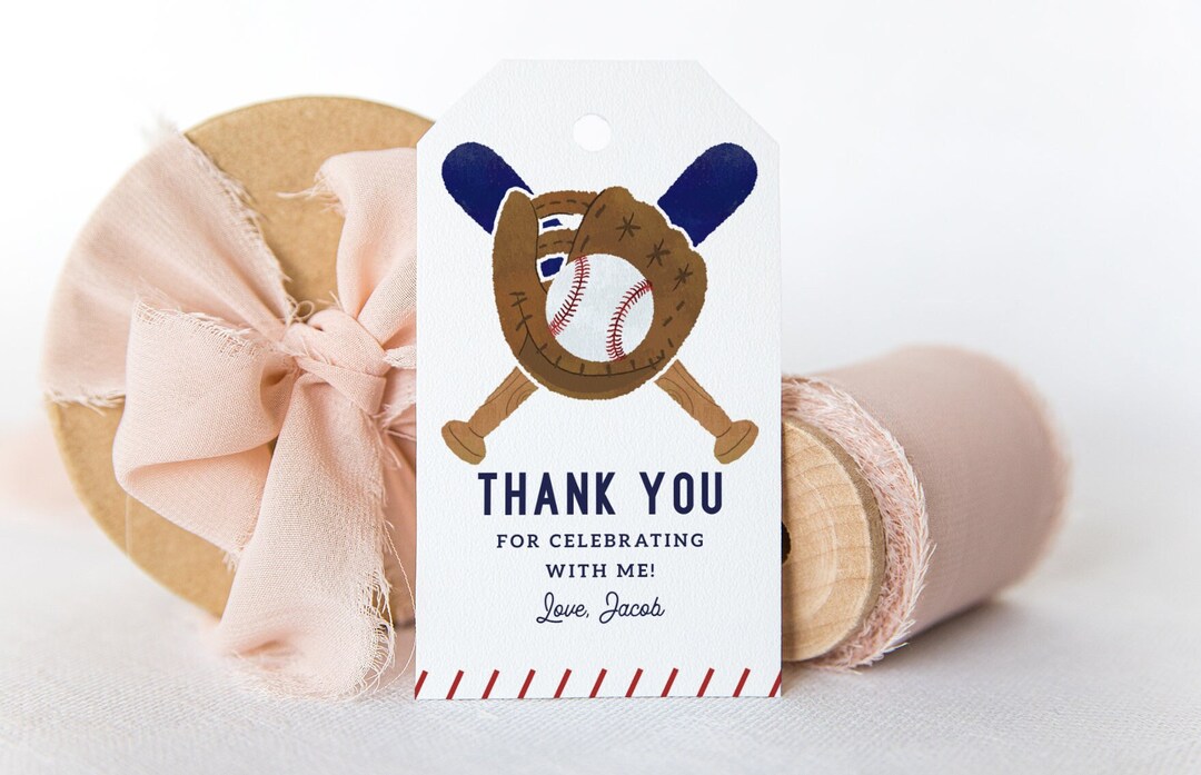 Baseball Favor Tag Thank You Tag Baseball Birthday Tag Printable Corjl ...
