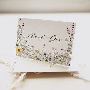 Wildflower Thank You Card Thank You Note Fold Card Gift Card Editable ...