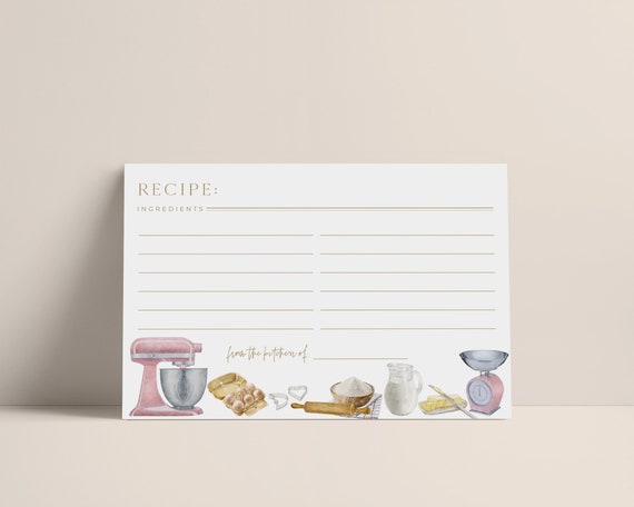 Instant Downlaod Recipe Card Template Printable Corjl 636 by Eclair and ...
