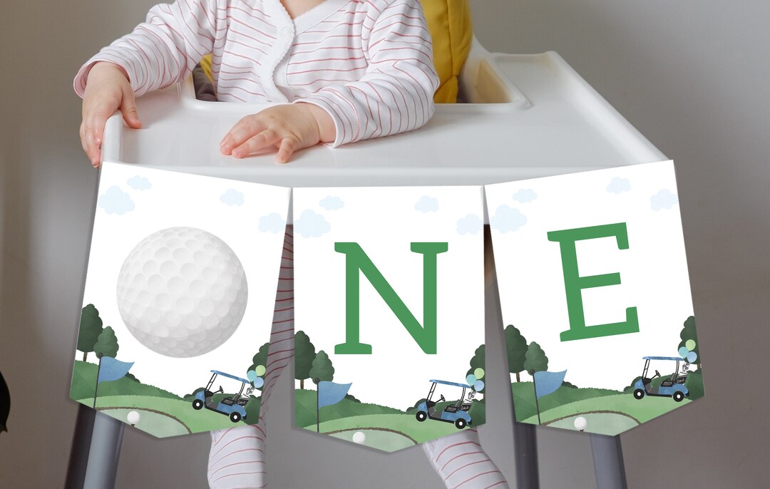 Editable Golf Happy Birthday Banner Golf Cart High Chair Banner ...