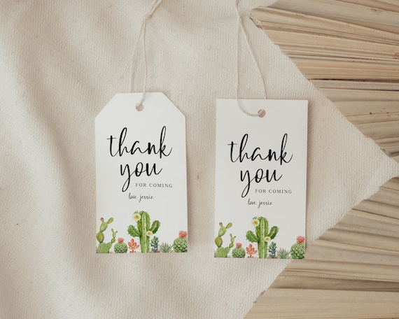 Editable Cactus Succulent Favor Tag Thank You Tag Gift Tag - Etsy