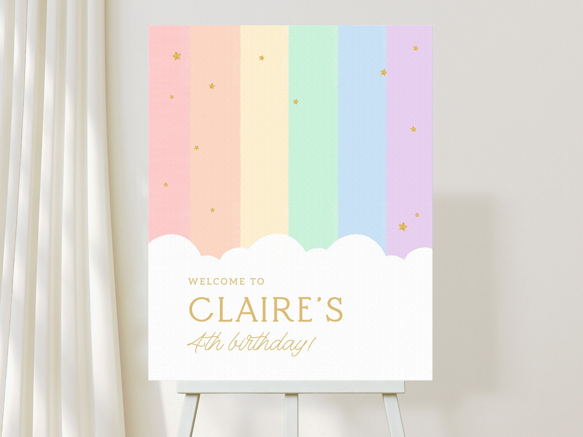 Pastel Rainbow Birthday Welcome Sign Rainbow Birthday - Etsy