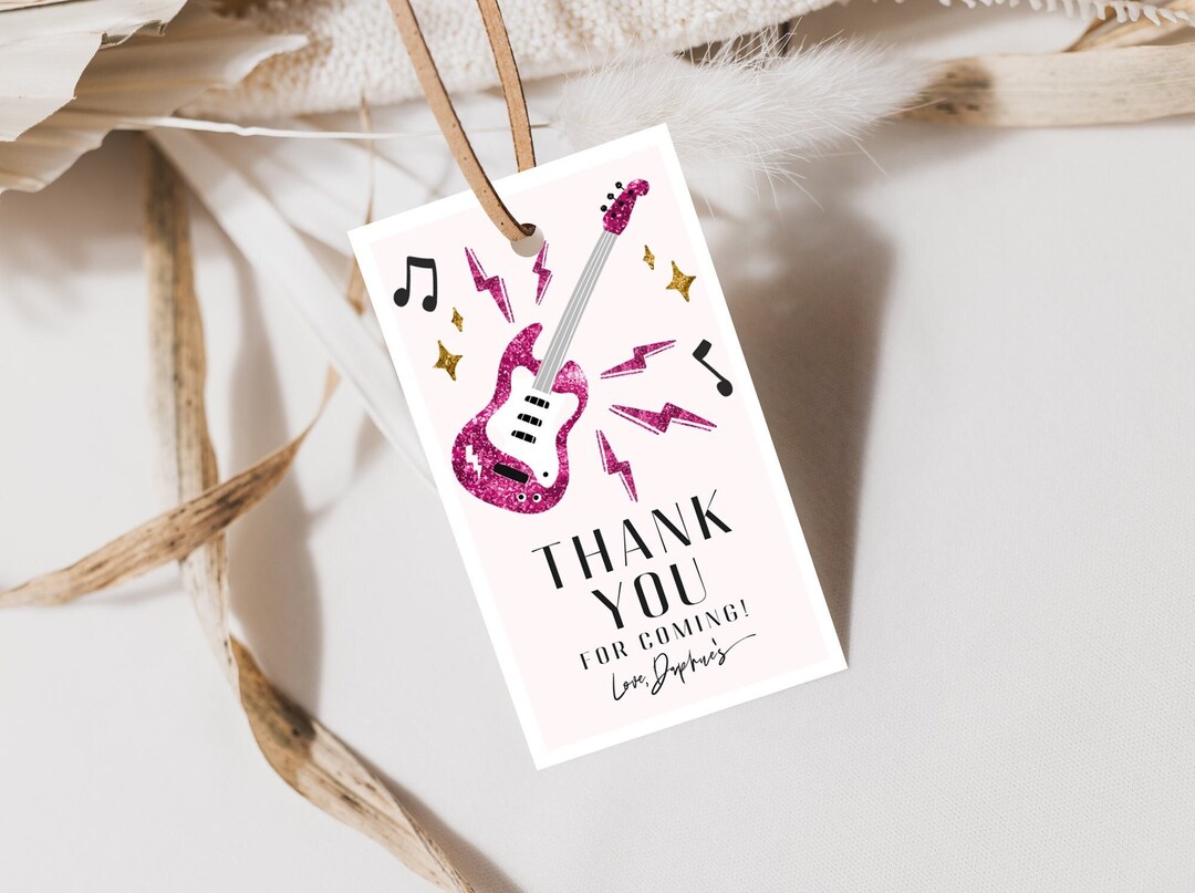 Rock Star Thank You Tag Favor Tag Flower Let's Rock Gift Tag Printable ...