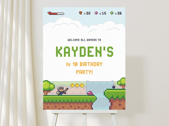 Gamer Modern Birthday Welcome Sign Gaming Birthday Sign Custom Sign ...