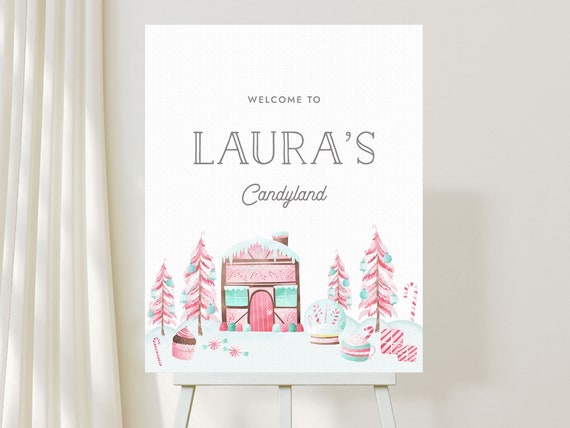 Candy Land Modern Birthday Welcome Sign Candyland Birthday Sign Custom ...