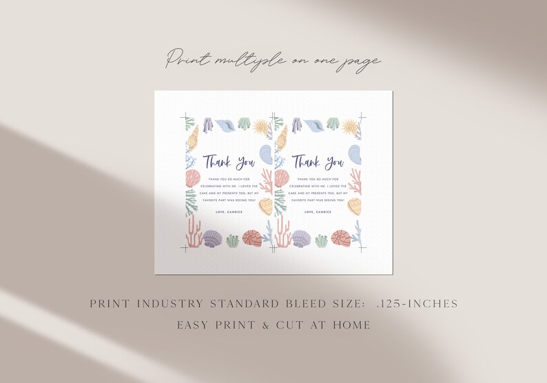 Editable Shellebrate Thank You Card Modern Under the Sea Shell - Etsy